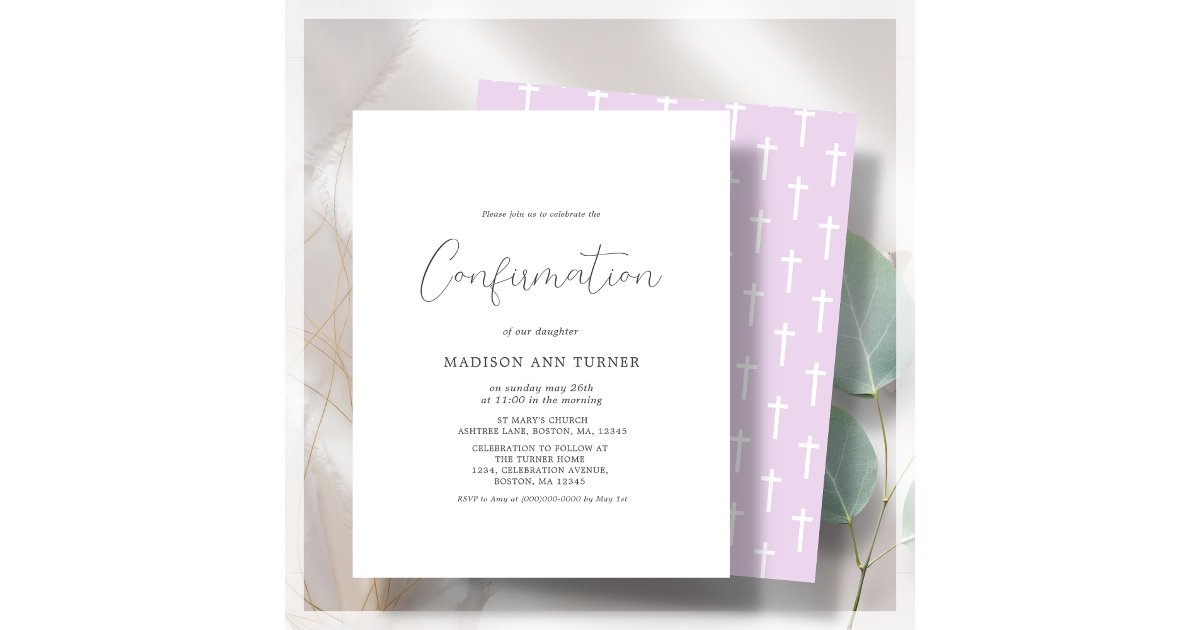 Modern Purple | Confirmation Budget Invitation | Zazzle