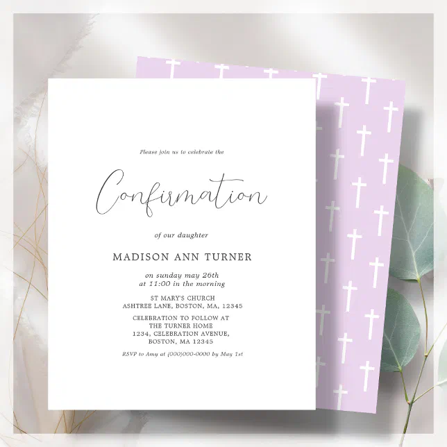 Modern Purple | Confirmation Budget Invitation | Zazzle
