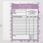 Modern Purple Floral Girly Beauty Salon Order Form Letterhead | Zazzle