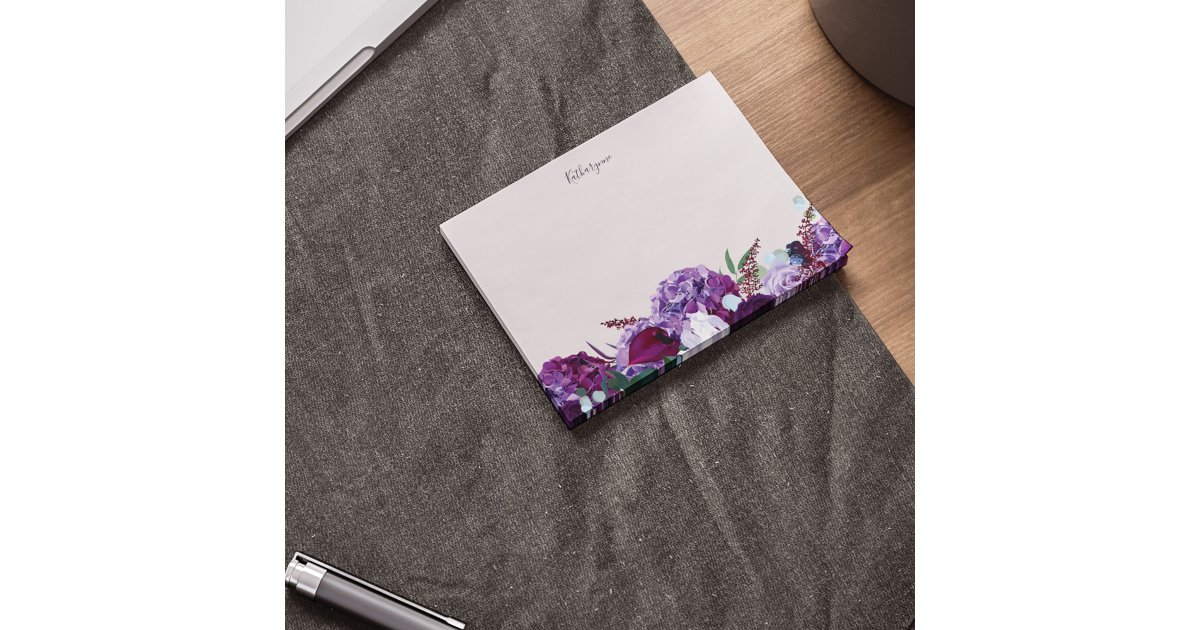 Modern Purple Floral Personalized Post-it Notes | Zazzle
