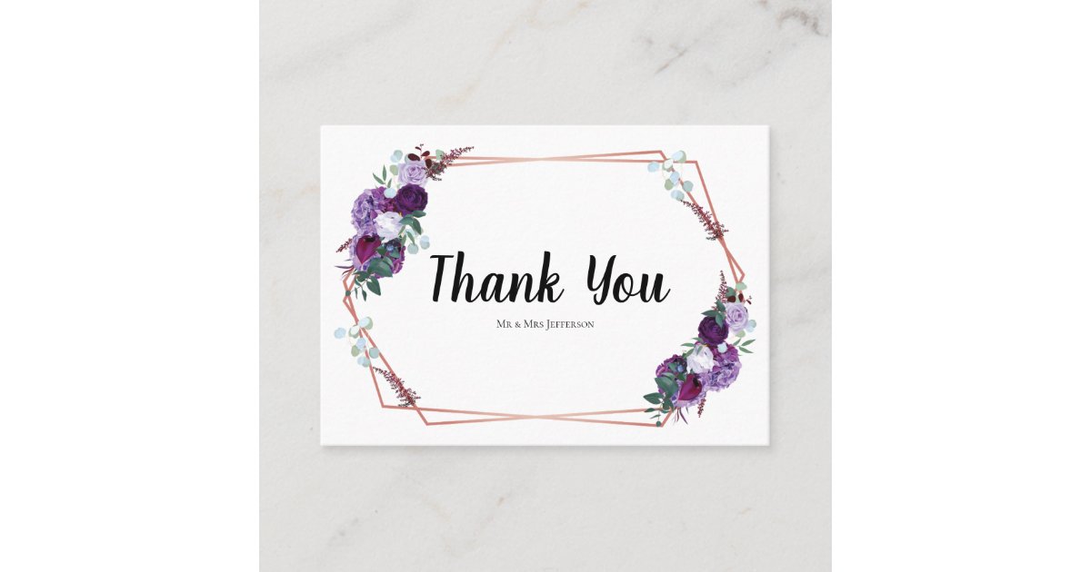 Modern Purple Floral Thank You Card | Zazzle