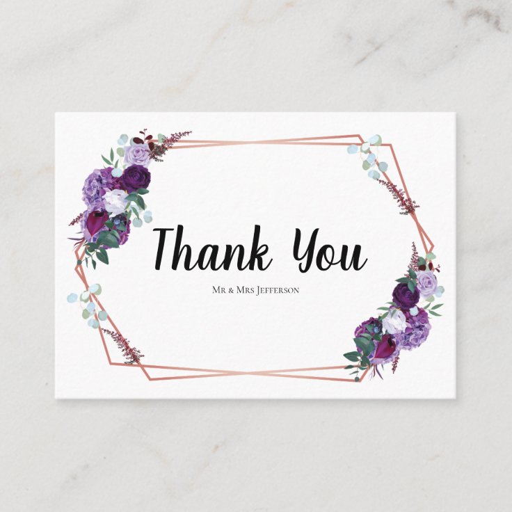 Modern Purple Floral Thank You Card | Zazzle