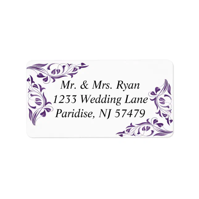 Modern Purple Floral | Wedding Label | Zazzle
