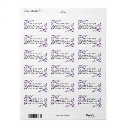 Modern Purple Floral | Wedding Label | Zazzle