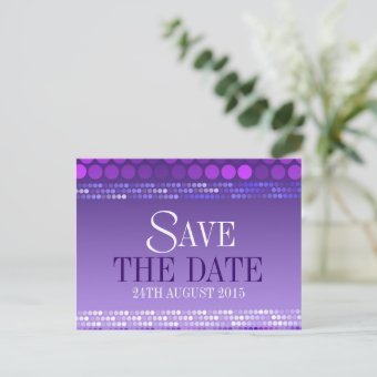 Modern Purple Funky Save the Date Postcard | Zazzle