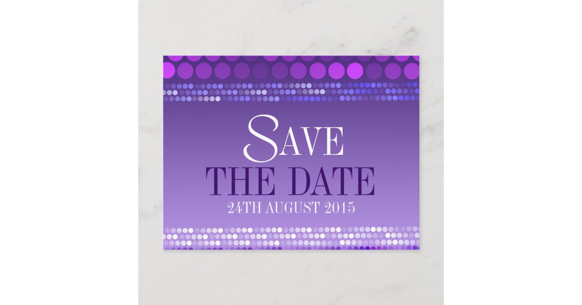 Modern Purple Funky Save the Date Postcard | Zazzle