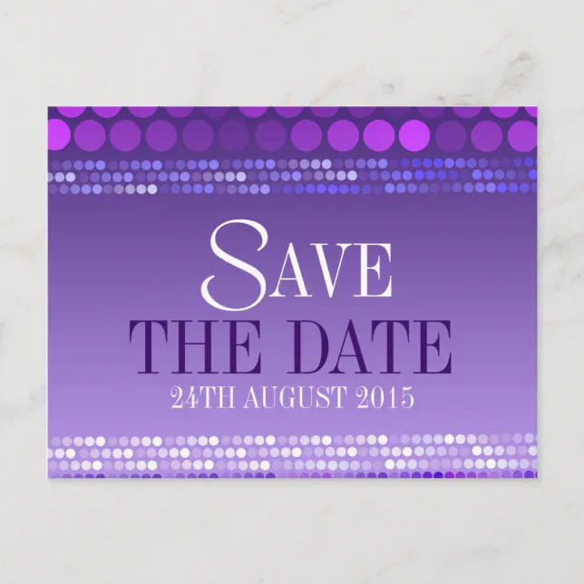 Modern Purple Funky Save the Date Postcard | Zazzle