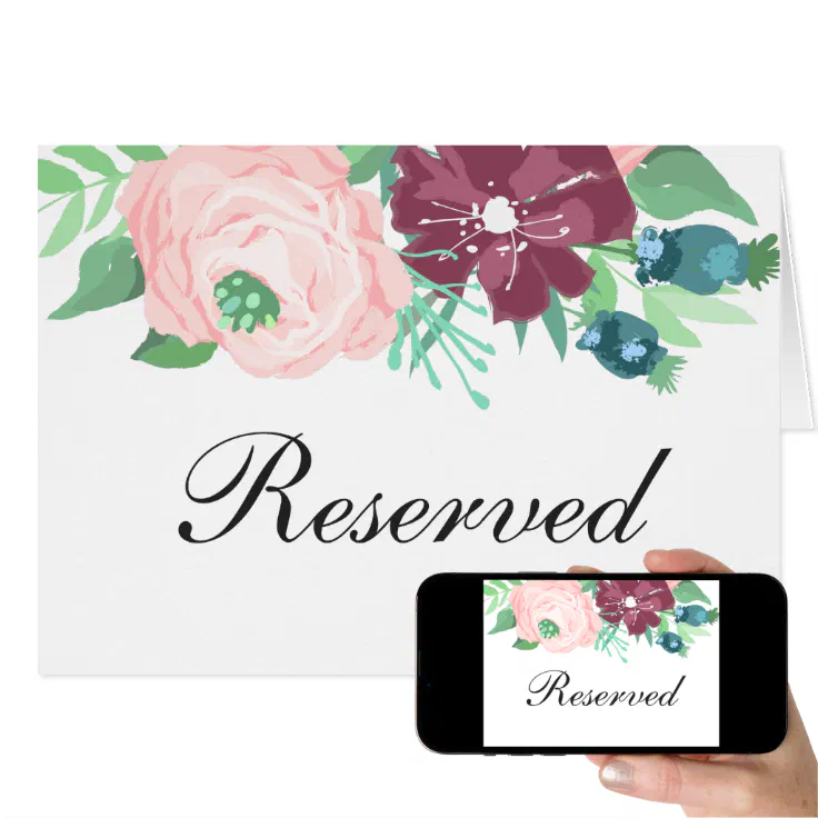 Modern Purple garden flowers. Reserved sign | Zazzle
