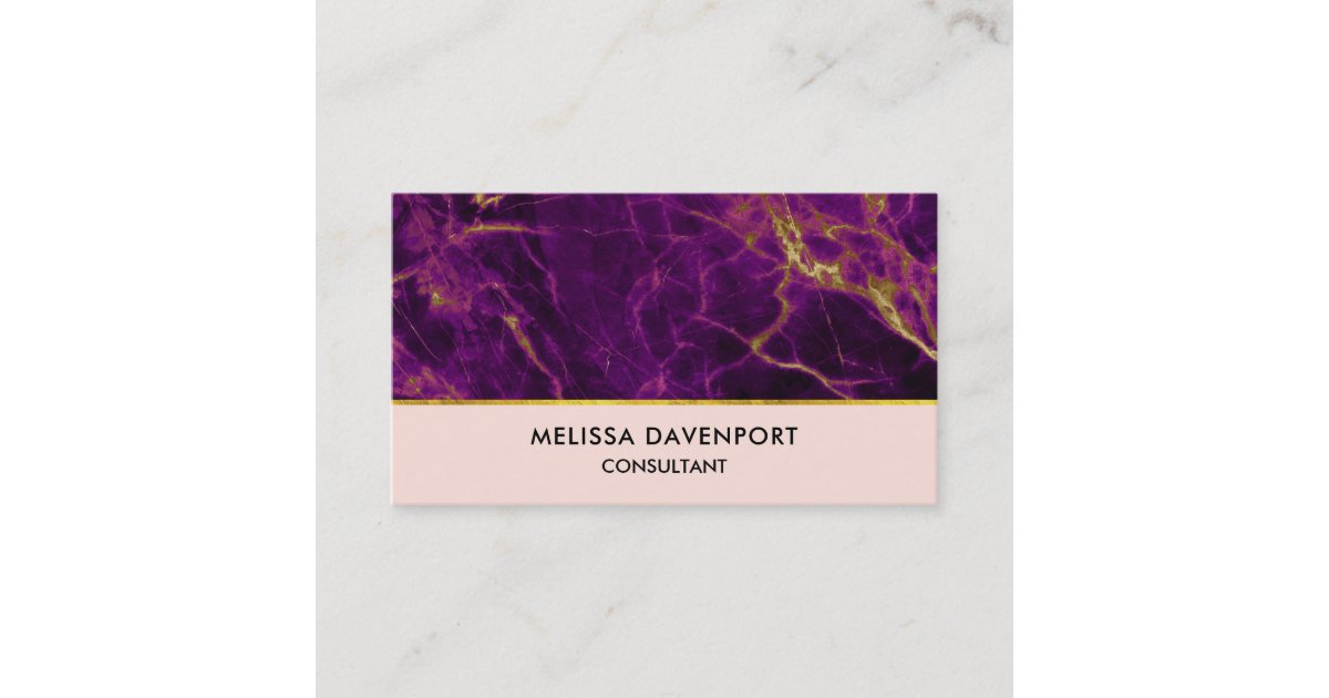 Modern Purple & Gold Abstract Marble Business Card | Zazzle