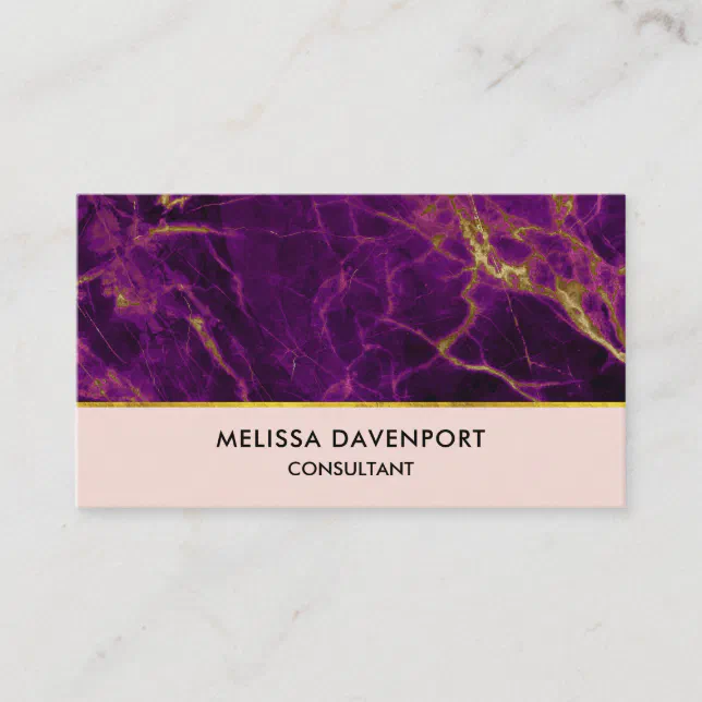 Modern Purple & Gold Abstract Marble Business Card | Zazzle