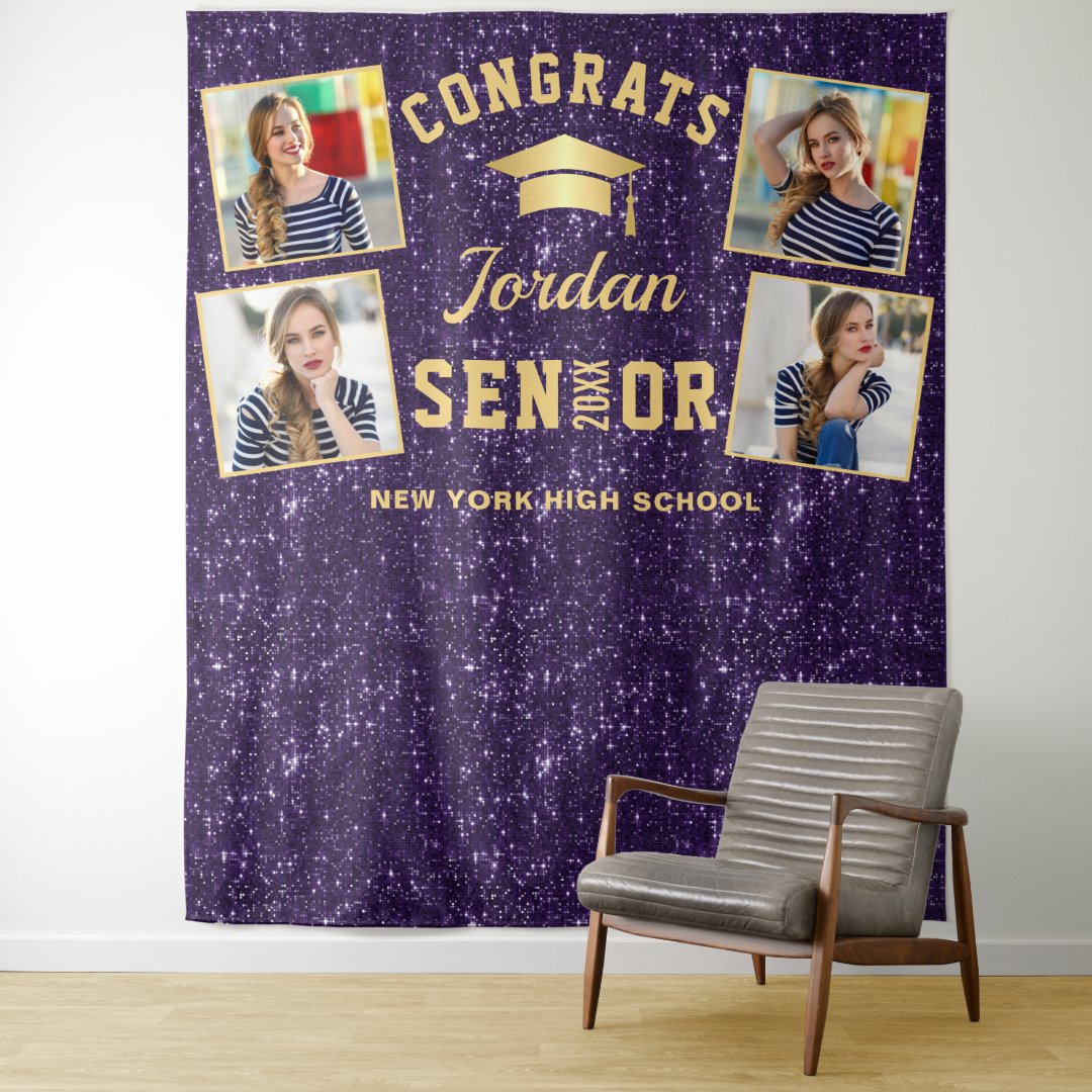 Modern Purple Graduation 4 Photo Booth Backdrop | Zazzle