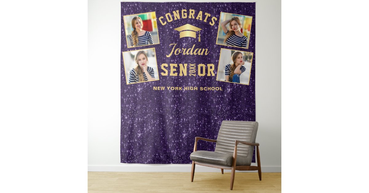Modern Purple Graduation 4 Photo Booth Backdrop | Zazzle