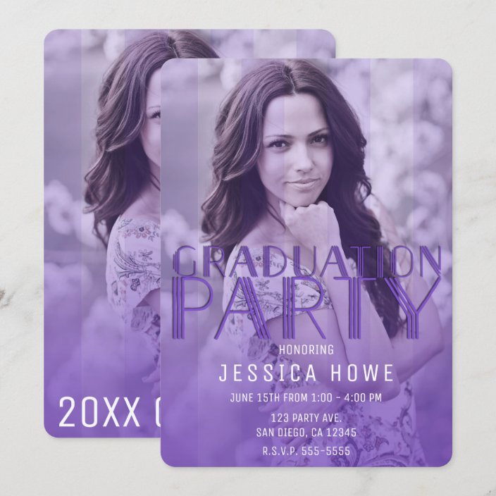 Modern Purple Graduation Party Graduate Photo Invitation | Zazzle.com