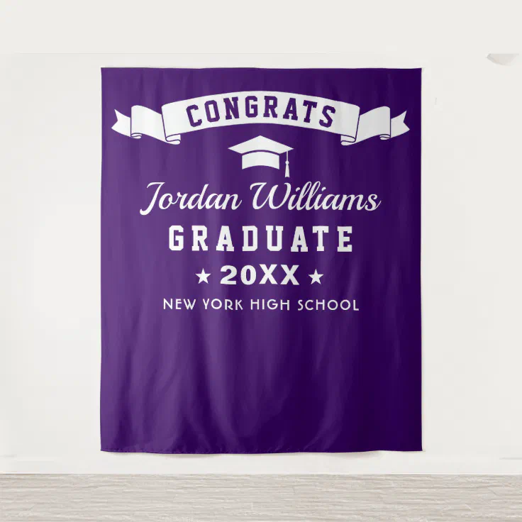 Modern Purple Graduation Party Photo Backdrop | Zazzle
