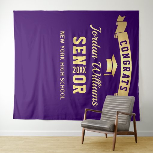 Modern Purple Graduation Party Photo Backdrop | Zazzle