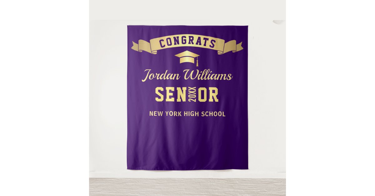 Modern Purple Graduation Party Photo Backdrop | Zazzle