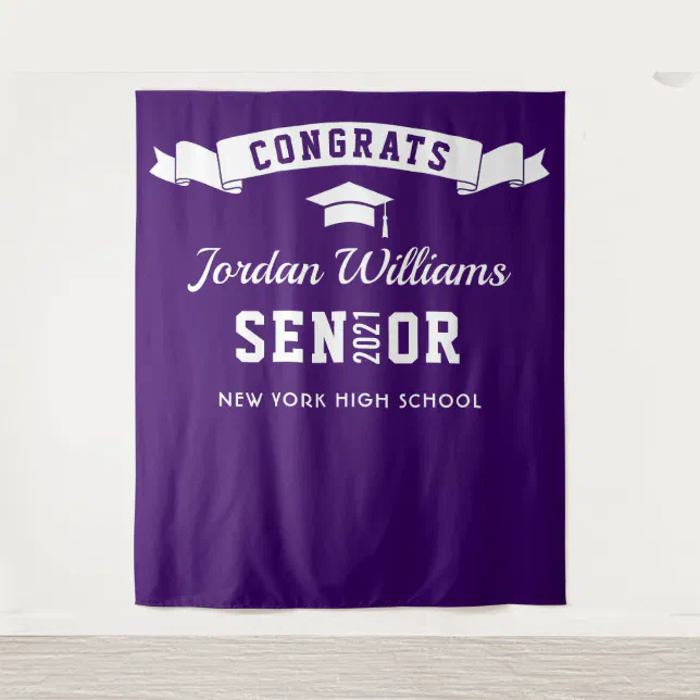 Modern Purple Graduation Party Photo Backdrop | Zazzle