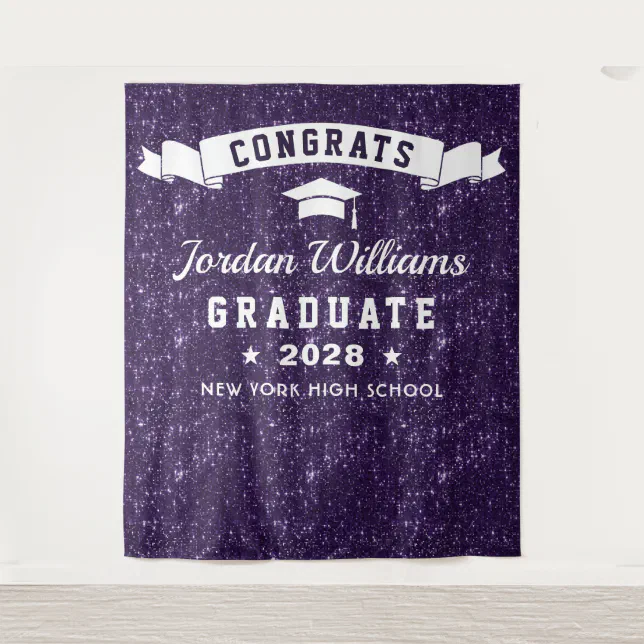 Modern Purple Graduation Photo Booth Backdrop | Zazzle