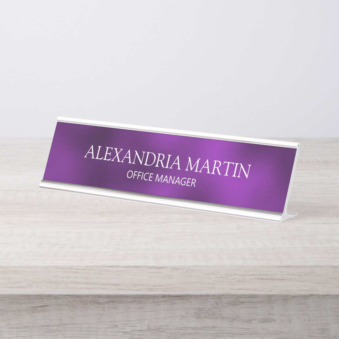 Modern Purple Job Title Name Door Sign | Zazzle