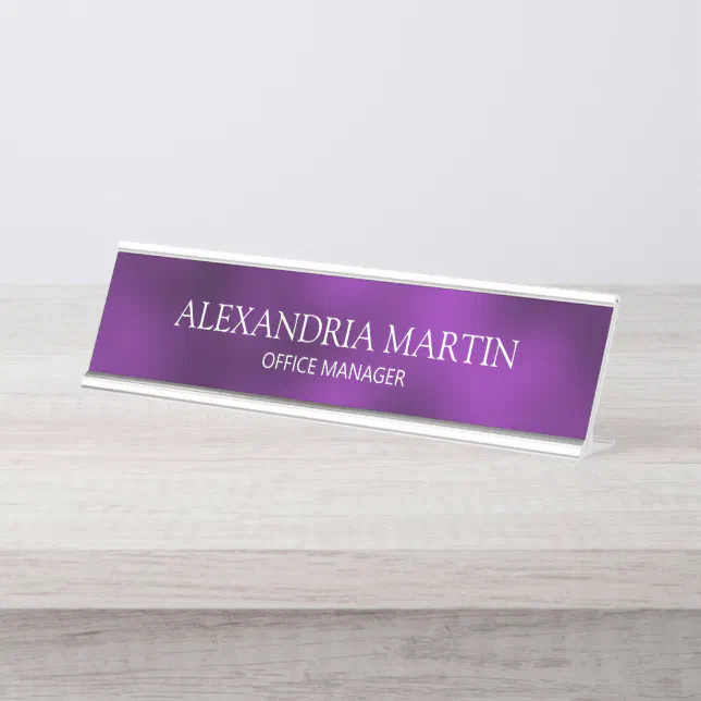 Modern Purple Job Title Name Door Sign | Zazzle