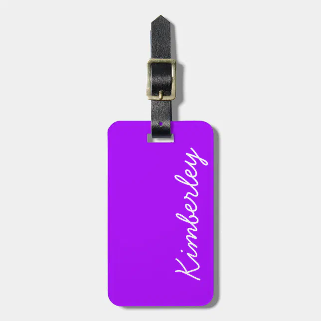Modern Purple Neon Monogram Trendy Fashion Colors Luggage Tag | Zazzle