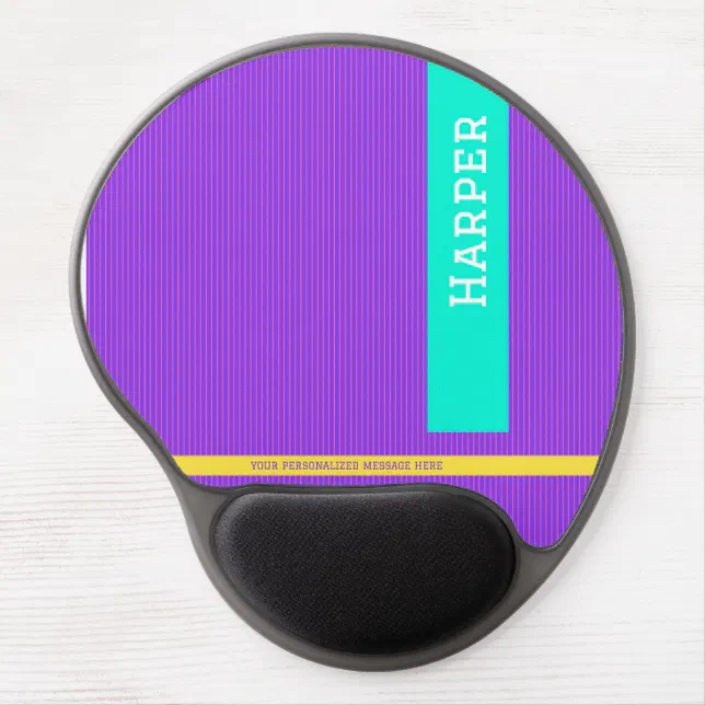 Modern Purple Personalized Name Gel Mouse Pad | Zazzle
