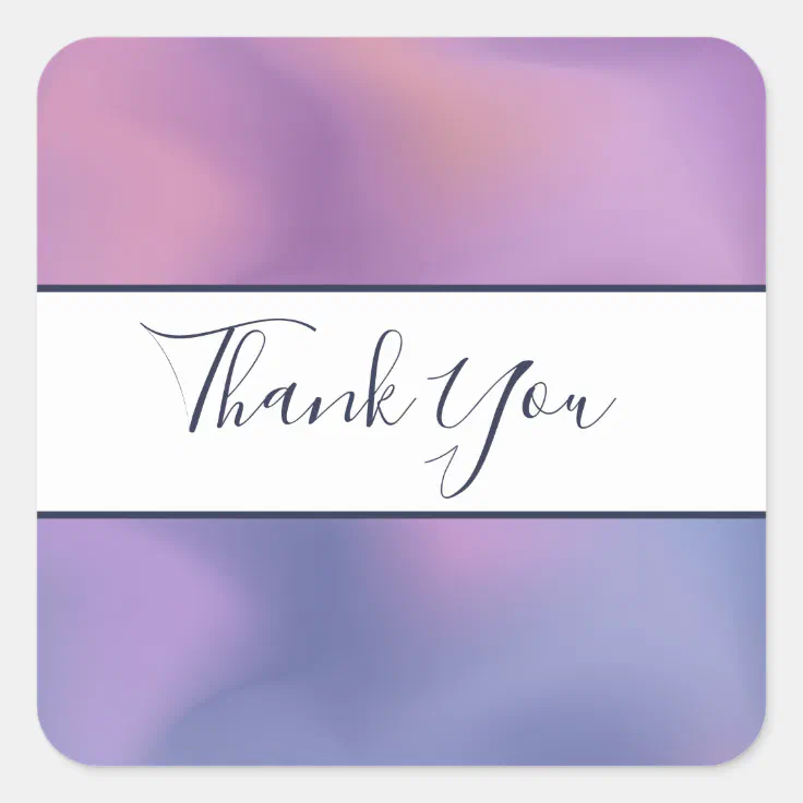 Modern Purple & Pink Swirling Abstract Thank You Square Sticker | Zazzle