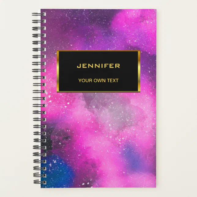 Modern purple pink watercolor splatter personal planner | Zazzle