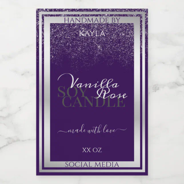 Modern Purple Product Packaging Labels Silver Rain | Zazzle