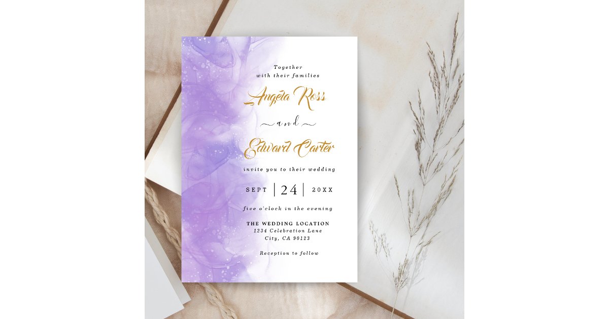 Modern Purple Violet Wedding Invitation | Zazzle