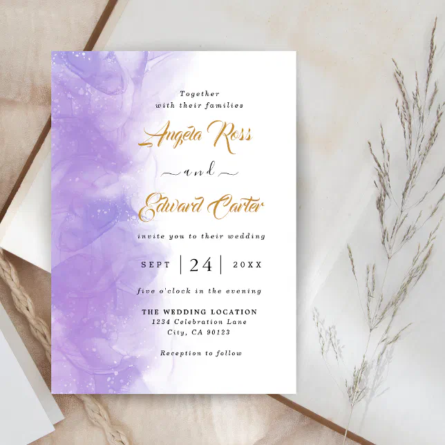 Modern Purple Violet Wedding Invitation | Zazzle