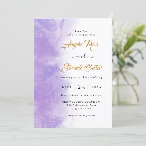 Modern Purple Violet Wedding Invitation | Zazzle