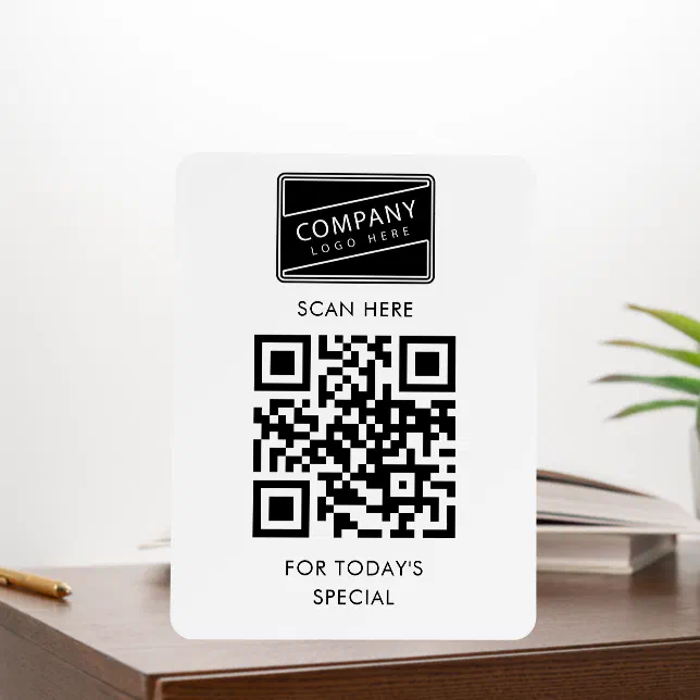 Modern QR Code and Business Logo Foam Board | Zazzle