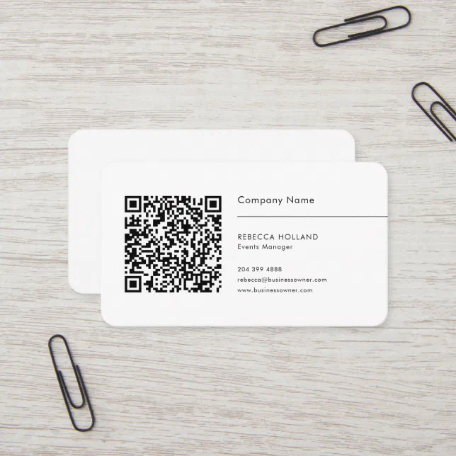 Modern QR Code and Corporate Logo Business Card | Zazzle