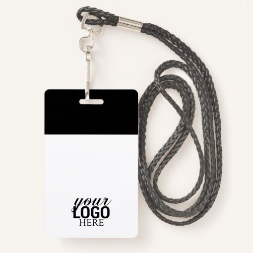 Modern QR Code Business Logo ID Card Employee Badge | Zazzle