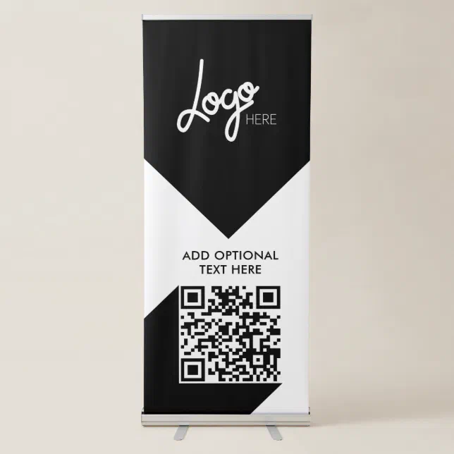 Modern QR Code Business Logo Retractable Banner | Zazzle