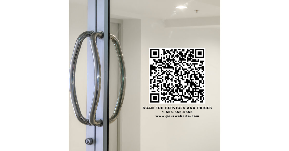 Modern QR Code Business Window Cling | Zazzle