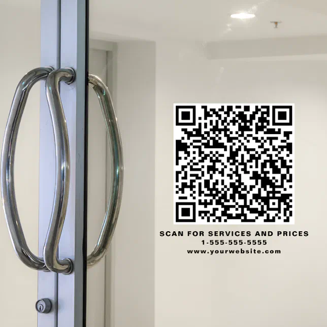 Modern QR Code Business Window Cling | Zazzle