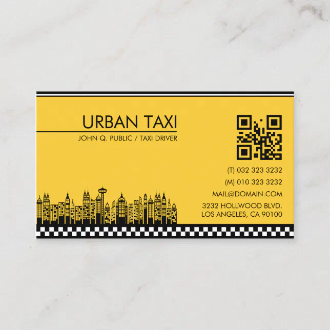 Modern QR Code Cab Taxi Driver Business Card | Zazzle