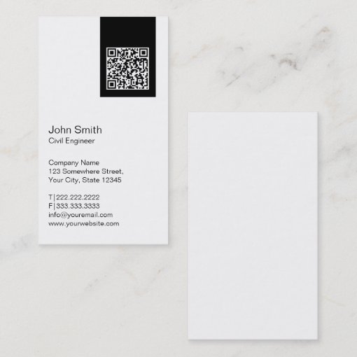 Modern QR code Civil Engineer Business Card | Zazzle