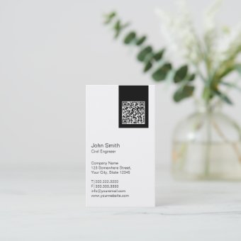 Modern QR code Civil Engineer Business Card | Zazzle