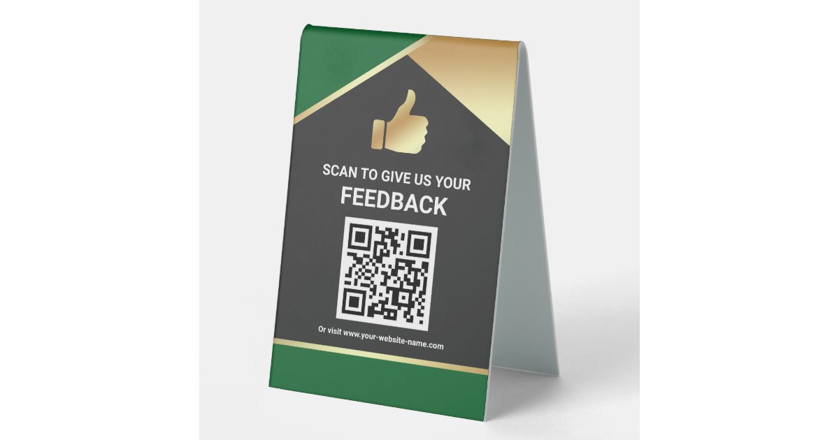 Modern QR Code Customer Feedback Table Tent Sign | Zazzle