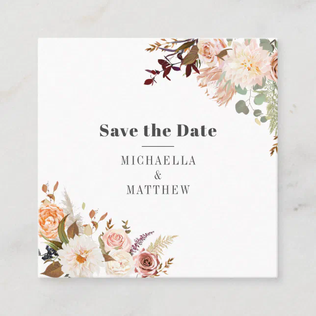 Modern QR Code Floral Save the Date Announcement | Zazzle