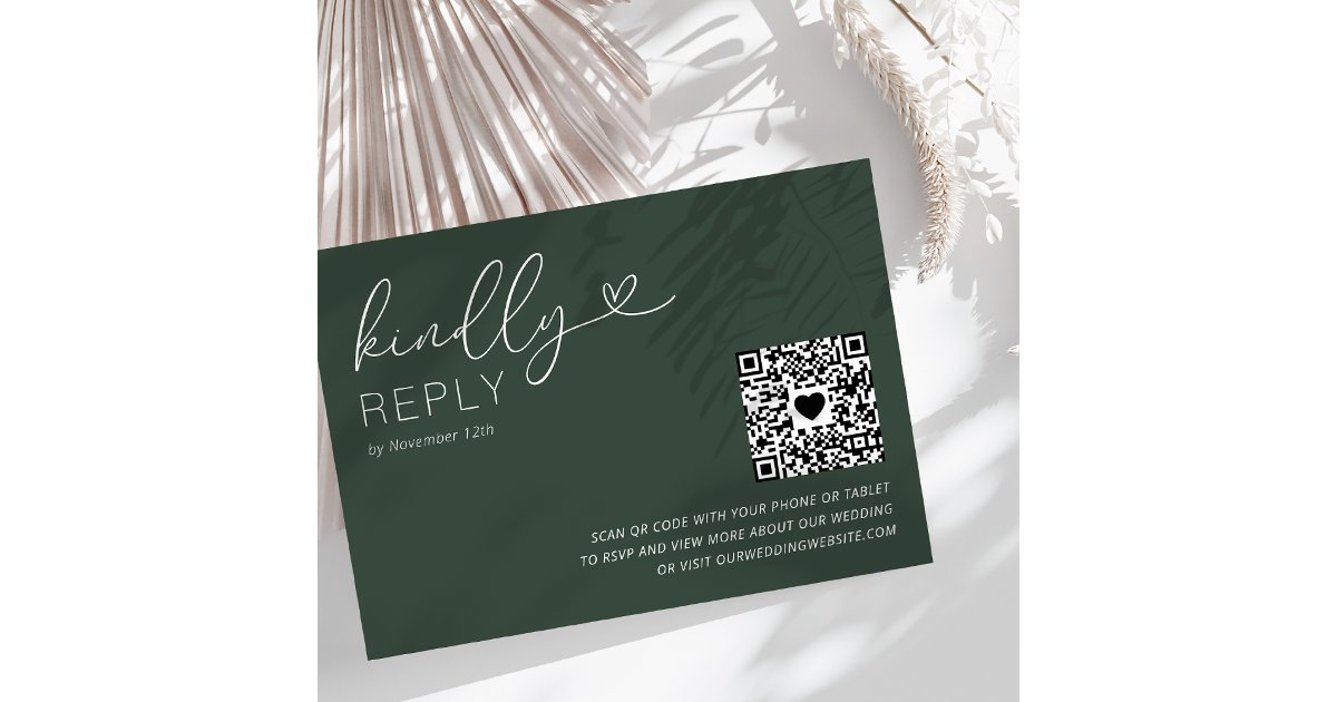 Modern QR Code Green Wedding RSVP Card | Zazzle