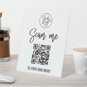 Modern QR Code Menu Logo Contactless Business Pedestal Sign | Zazzle