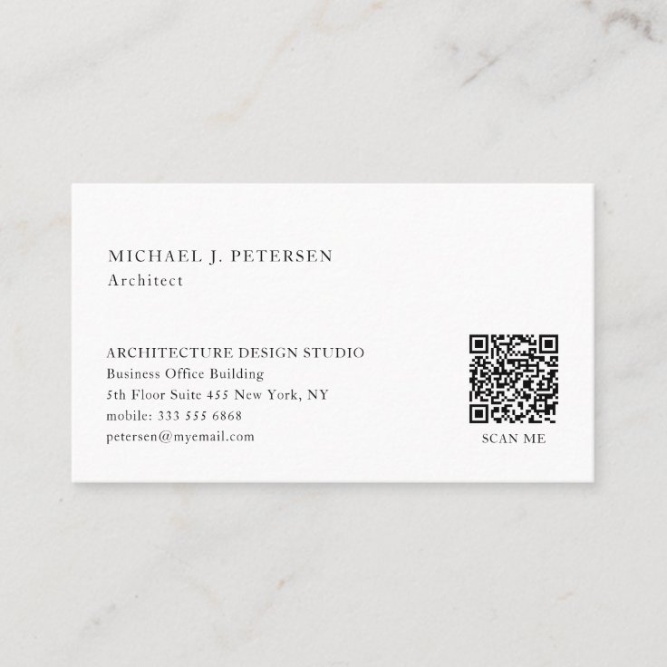 Modern QR CODE minimalist professional template Business Card | Zazzle