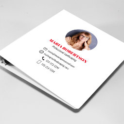 Modern QR Code Minimalist Red Business 3 Ring Binder | Zazzle