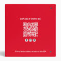 Modern QR Code Minimalist Red Business 3 Ring Binder | Zazzle