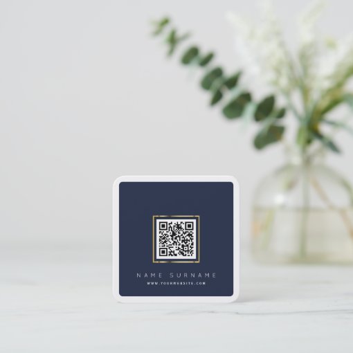 Modern QR code networking scannable logo simple Square Business Card ...