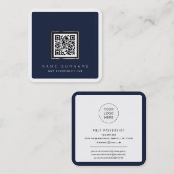 Modern QR code networking scannable logo simple Square Business Card ...